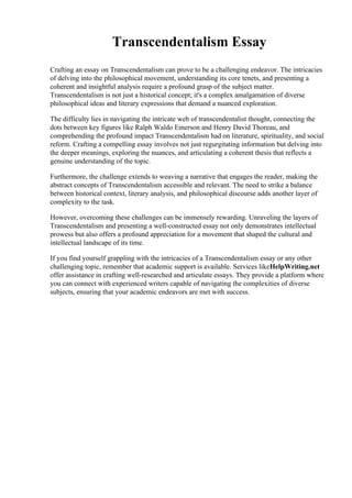 Transcendentalism Essay | PDF