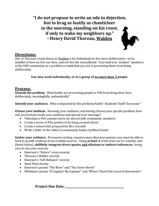 Transcendentalism final project | PDF