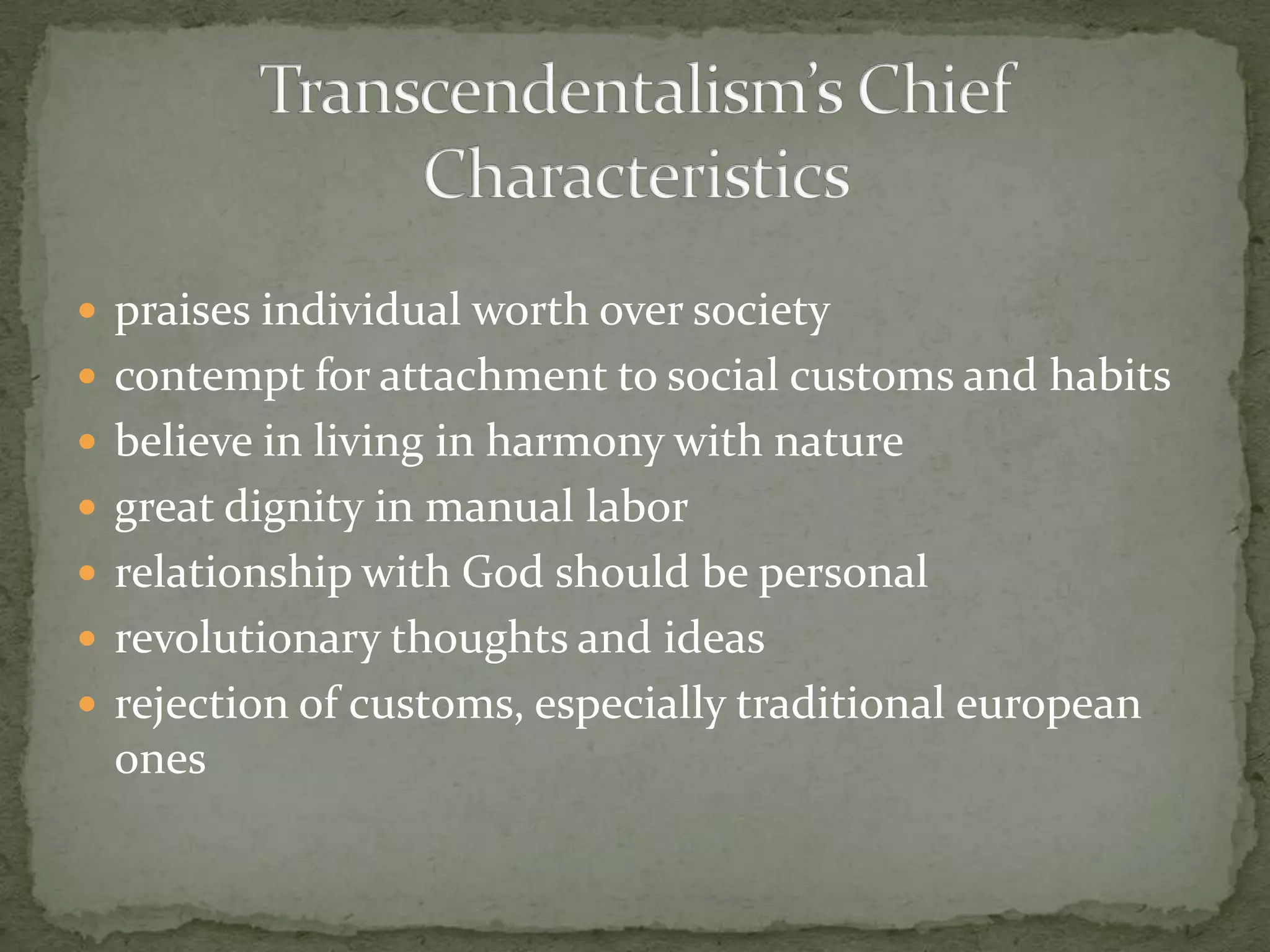 Transcendentalism Overview | PPTX