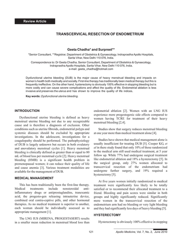 Transcervical Resection Of Endometrium