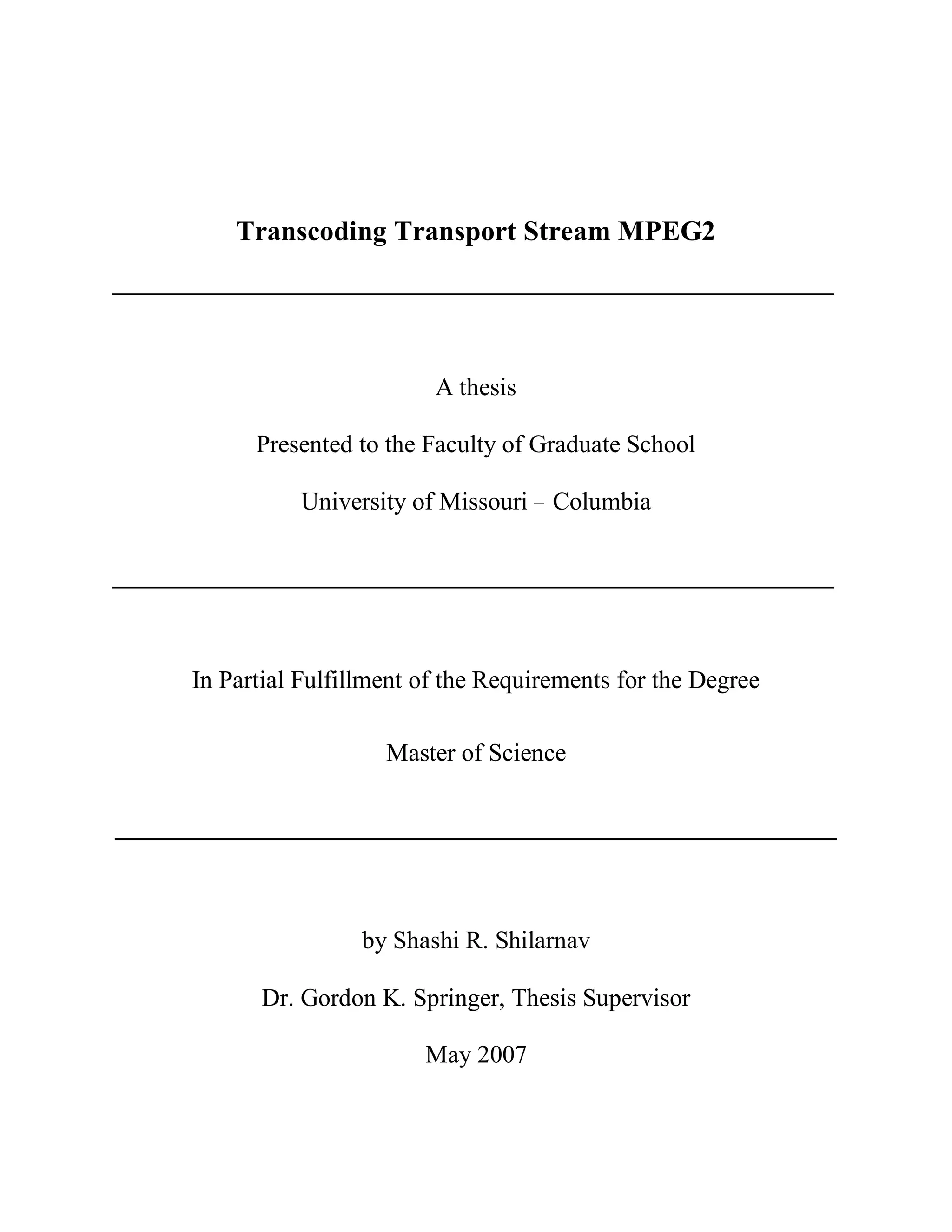 Transcoding Transport Stream MPEG2 | PDF