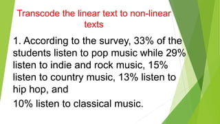 Explain visual-verbal relationships illustrated in tables, graphs, and ...