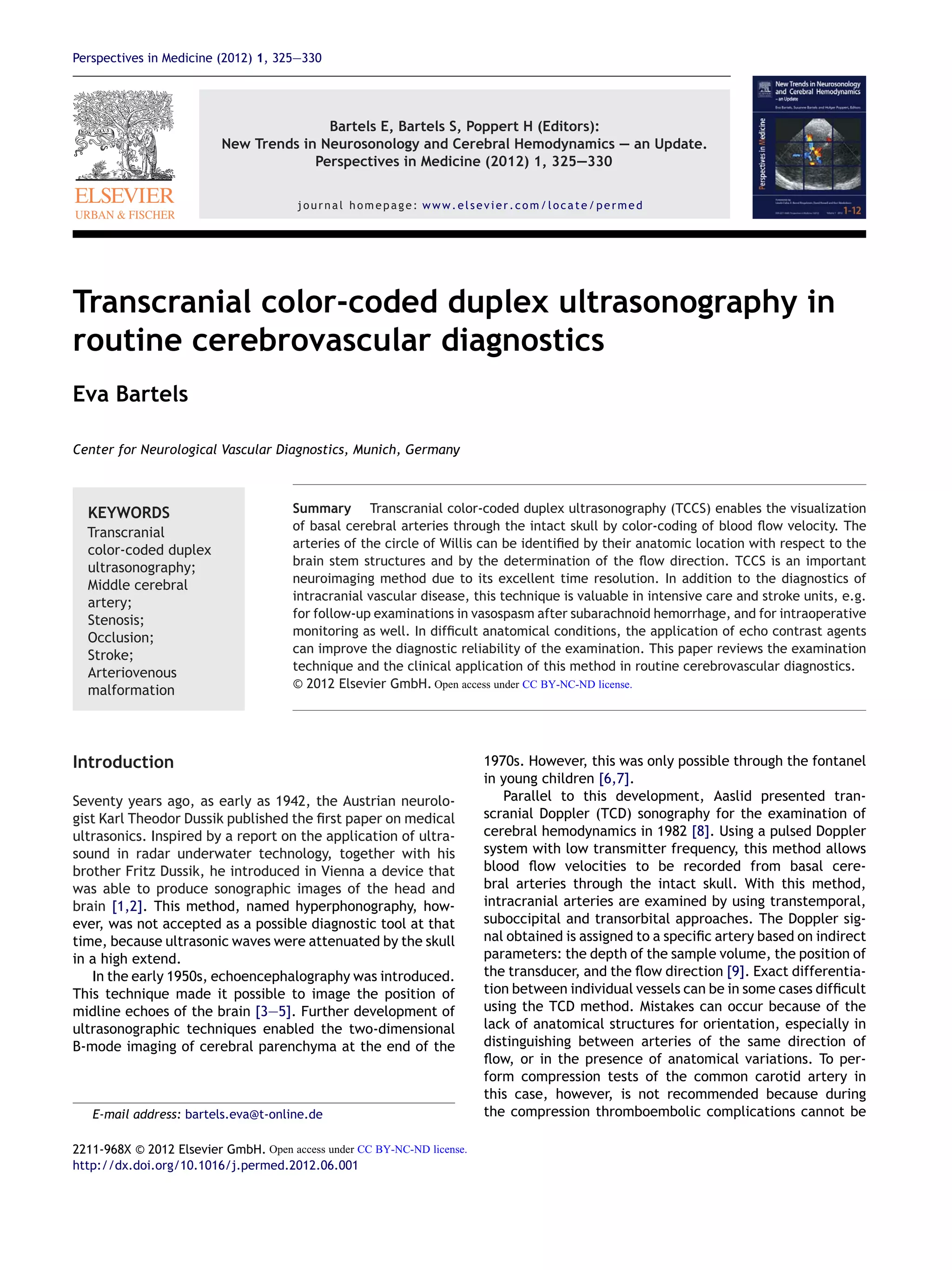 Transcranial color coded duplex ultrasonography in routine ...