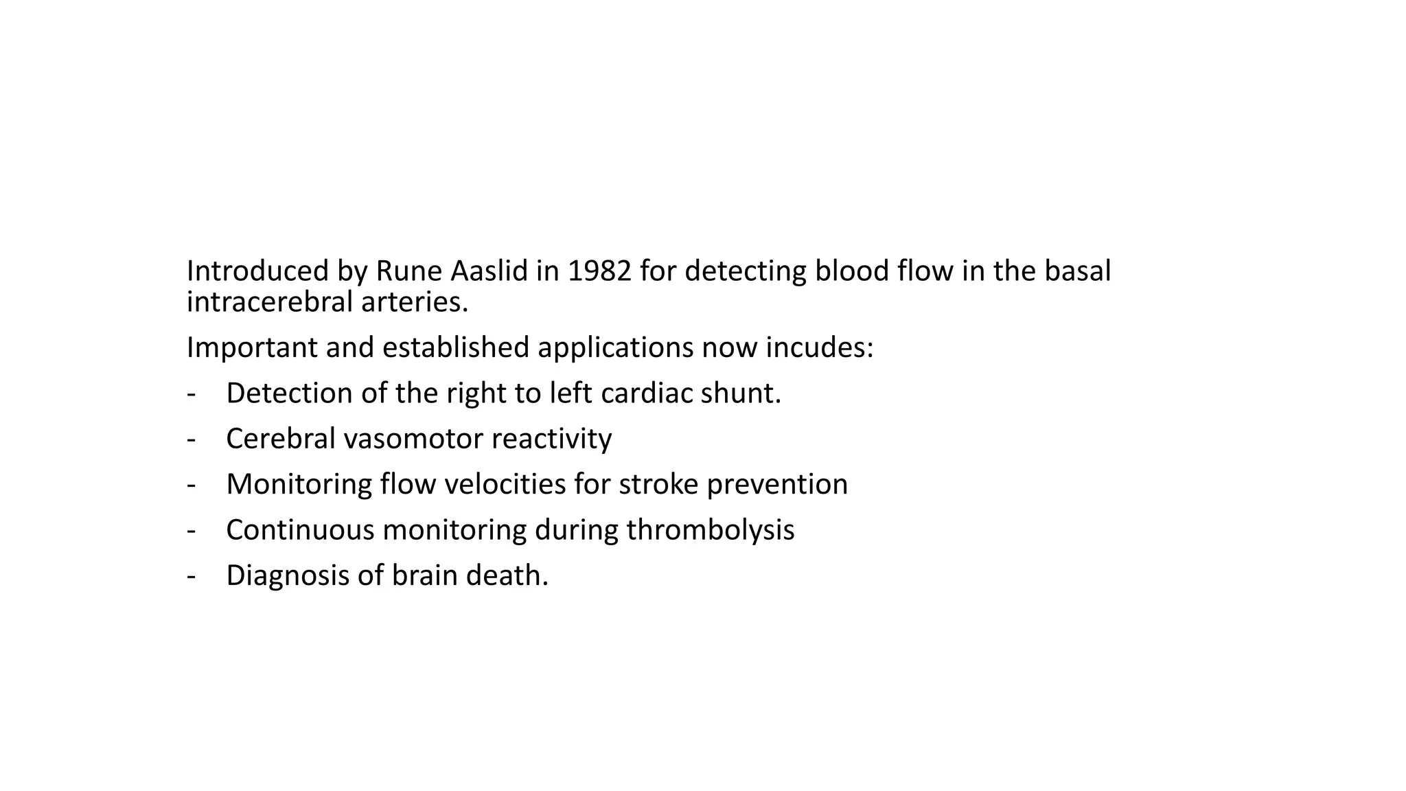 Transcranial doppler ultrasound, principles and procuderes | PPTX