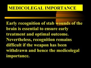 Transcranial stab wounds morbidity and medicolegal awareness. | PPT ...