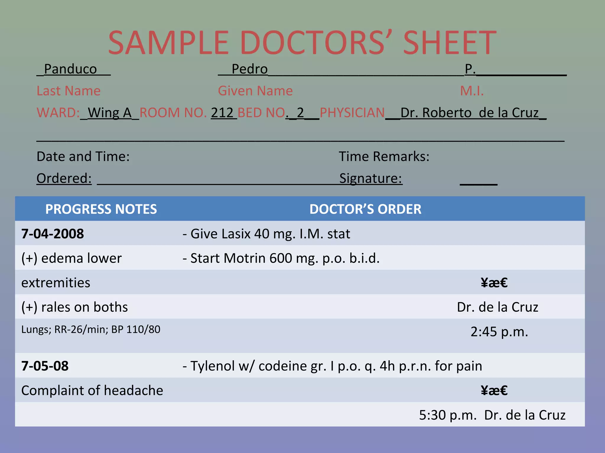 Transcribing doctor’s order | PPT