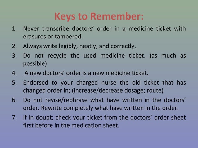 Transcribing doctor’s order | PPT | Pharmaceutical Drugs | Medical Health