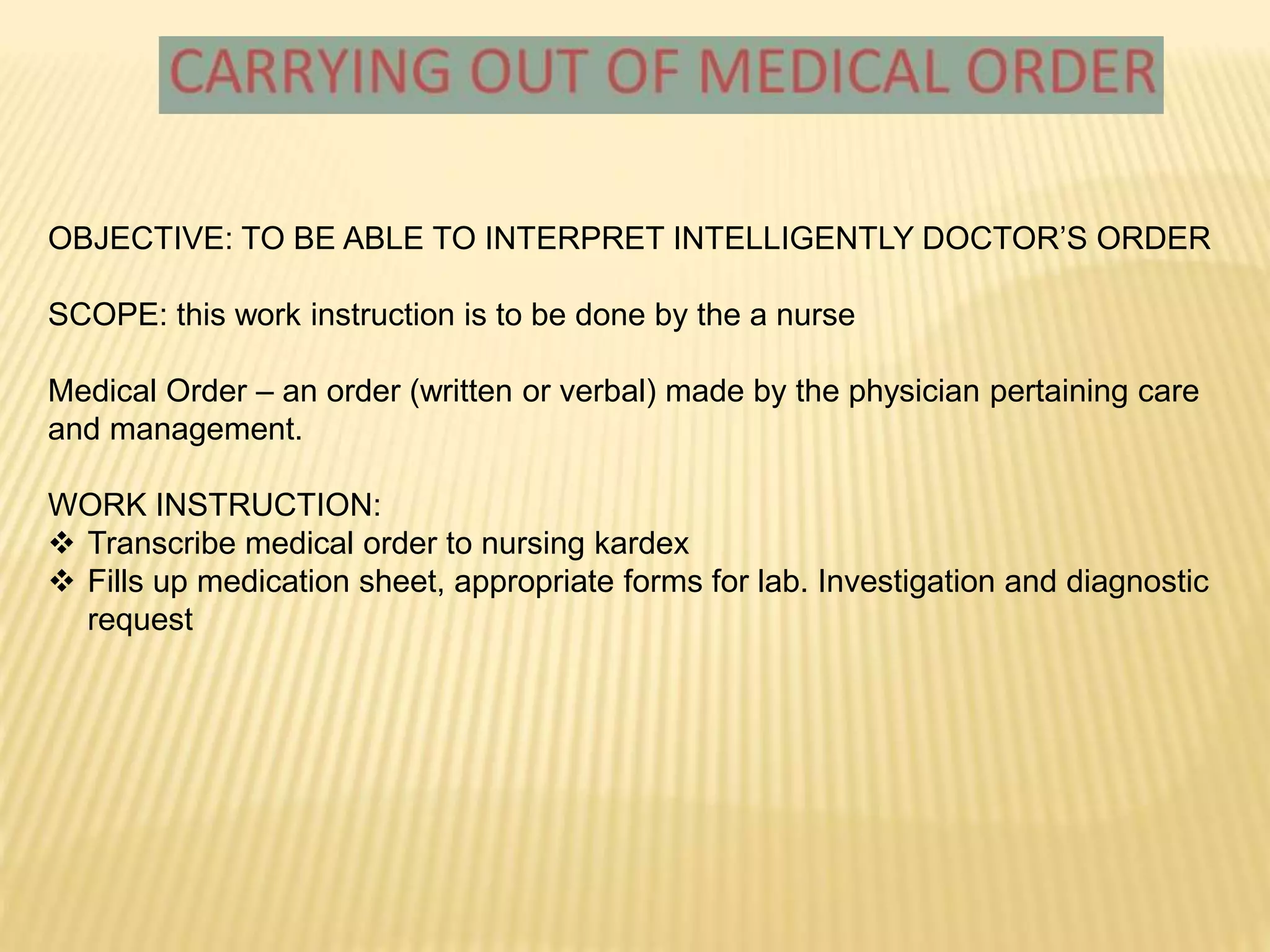 Transcribing doctor's order | PPTX