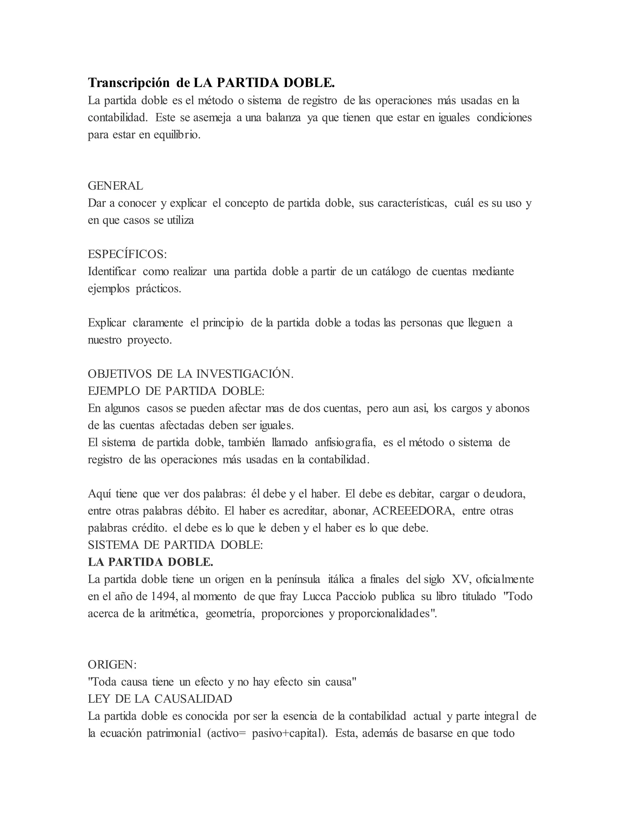 Transcripción de la partida doble | DOCX