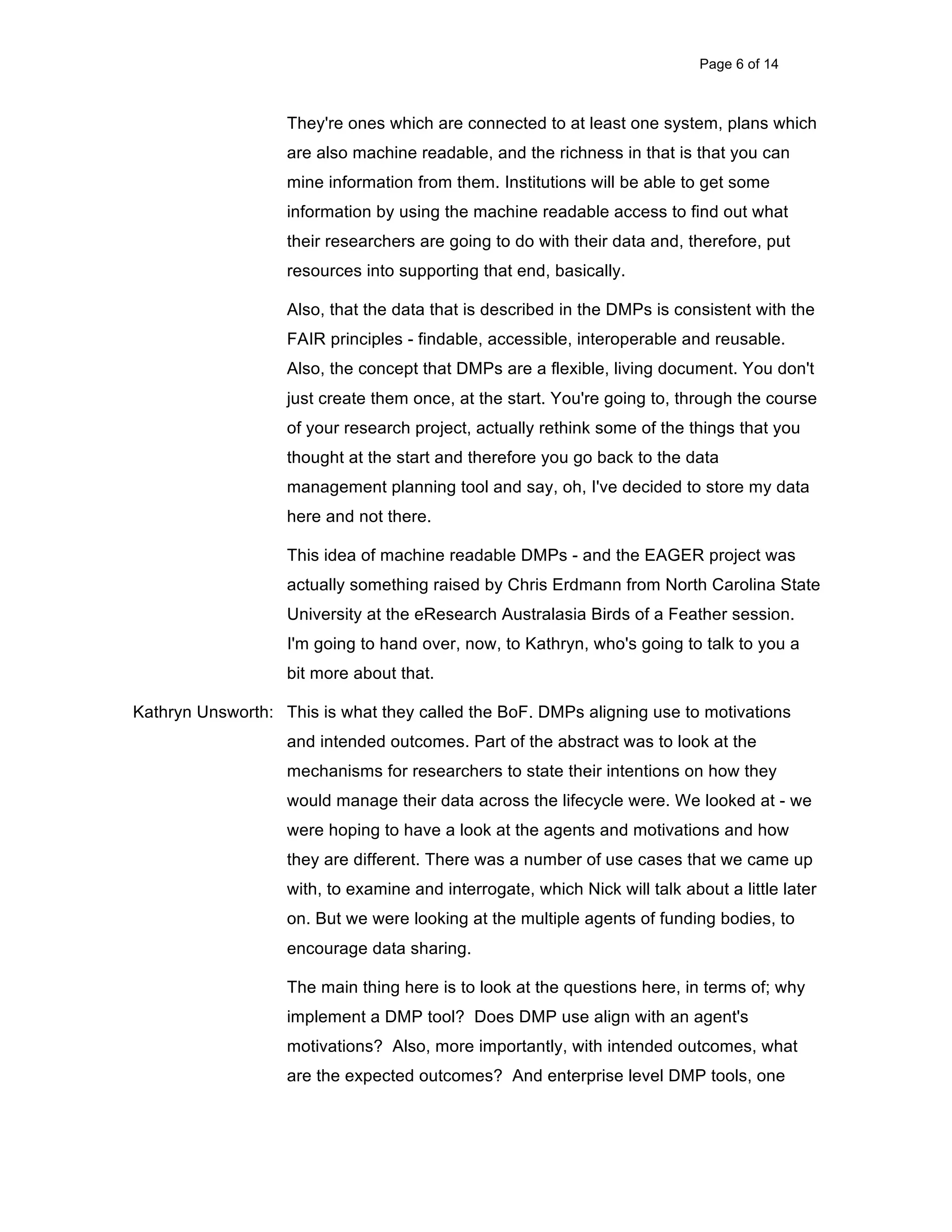 Transcript of Webinar: Data management plans (DMPs) - audio | PDF