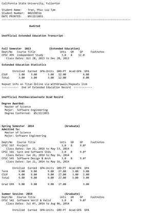 Transcript_CSUF | PDF