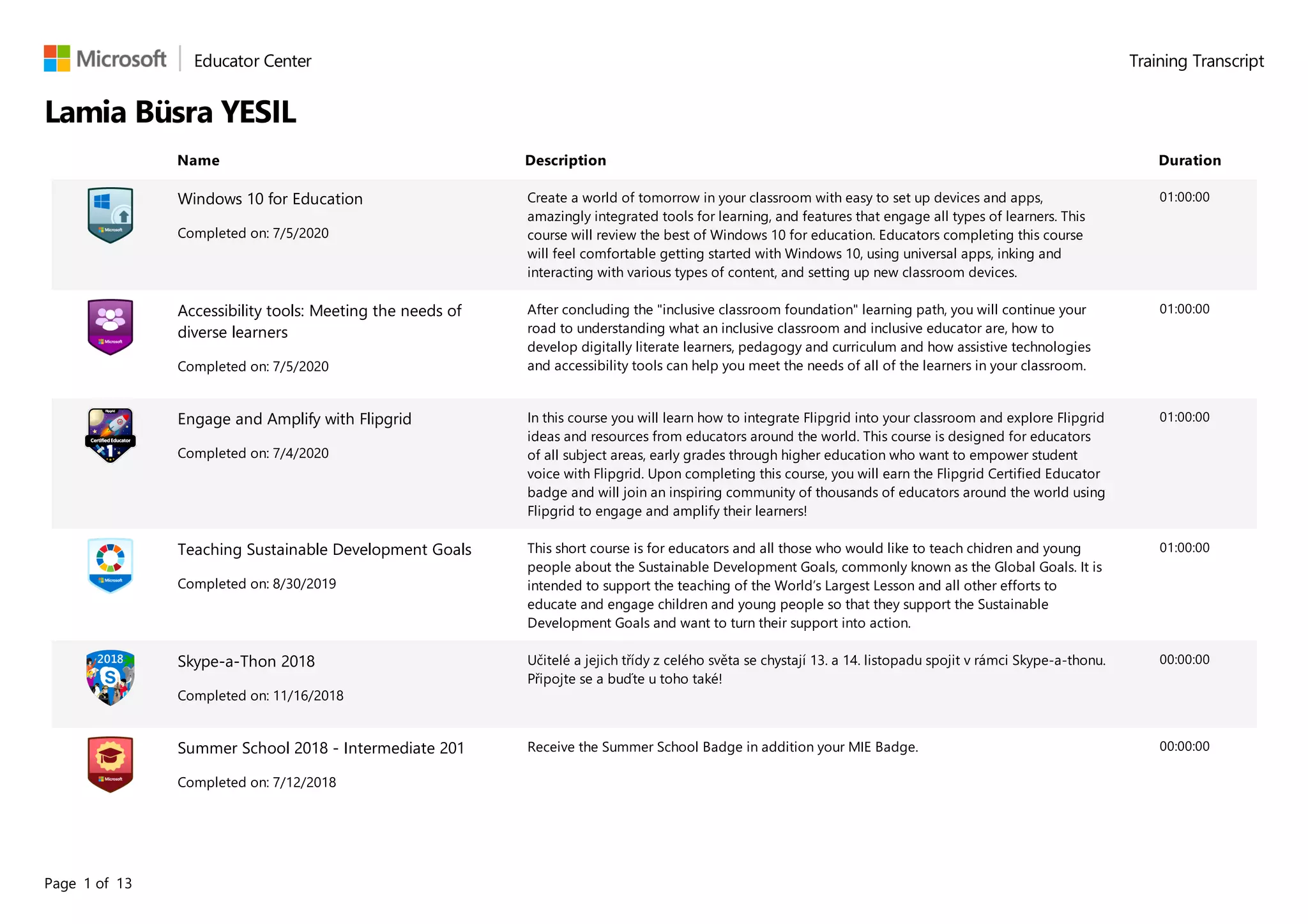 Microsoft Education Center Transcript | PPT