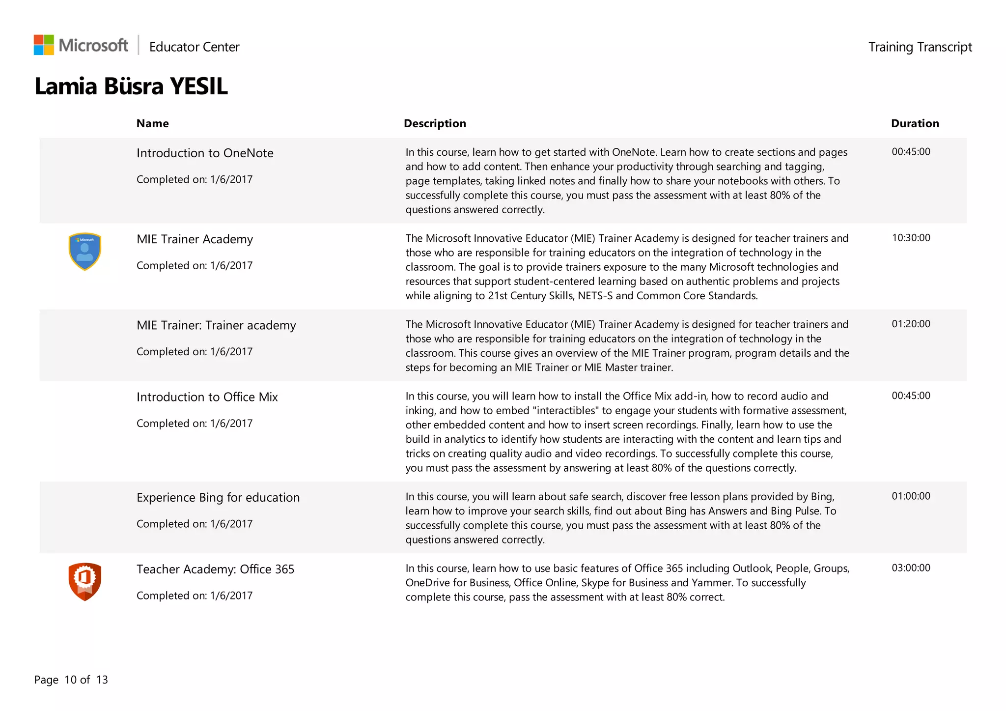 Microsoft Education Center Transcript | PPT