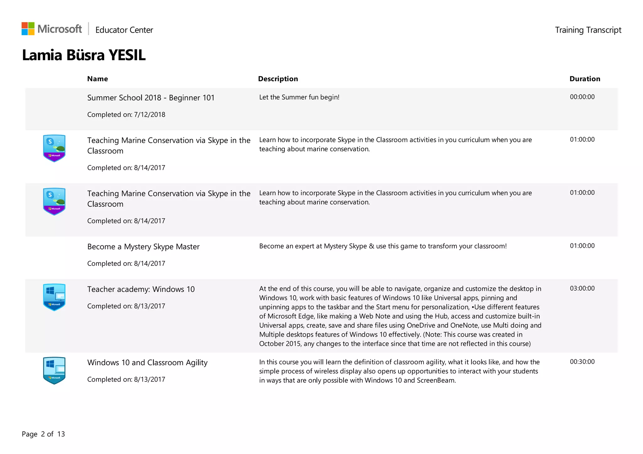 Microsoft Education Center Transcript Ppt