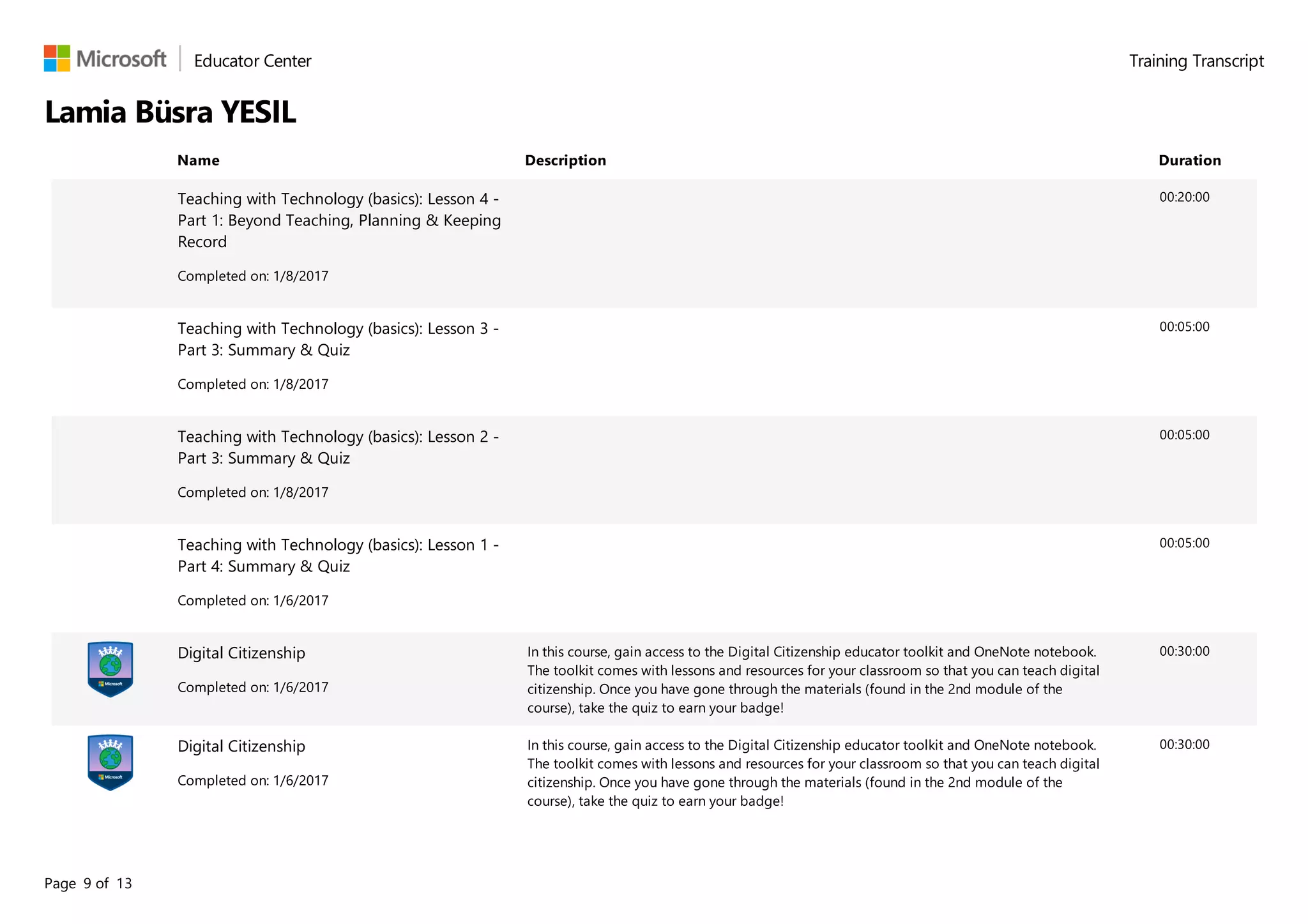 Microsoft Education Center Transcript | PPT