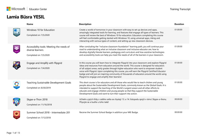 Microsoft Education Center Transcript | PPT