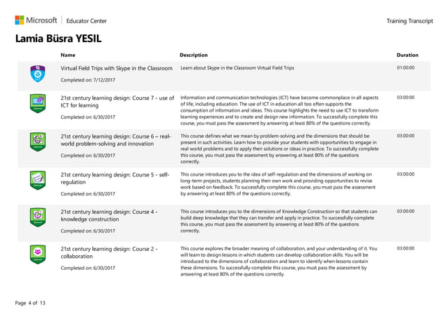 Microsoft Education Center Transcript | PPT