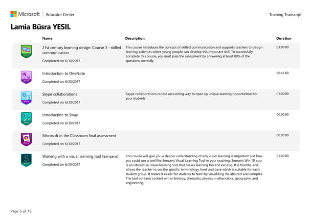 Microsoft Education Center Transcript | PPT