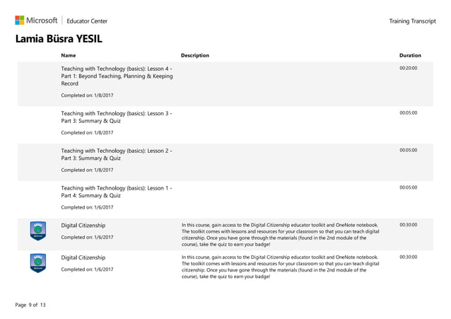 Microsoft Education Center Transcript | PPT