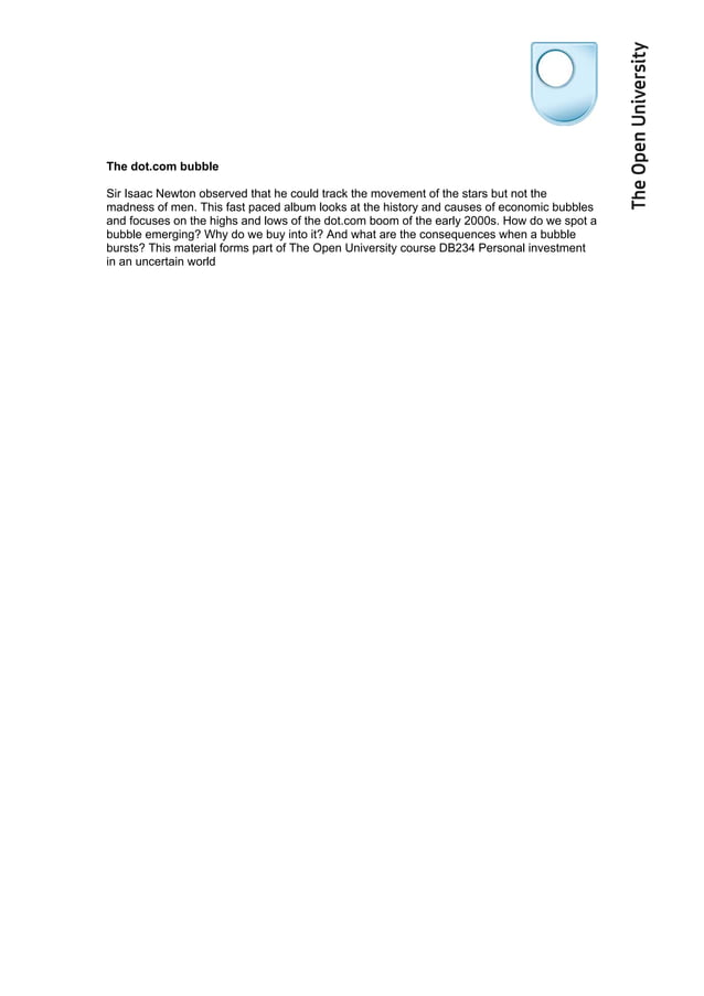 Dot.com Bubble History: Booms, Busts & Lessons | PDF