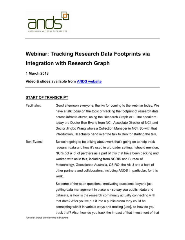 Transcript - Tracking Research Data Footprints via Integration with ...