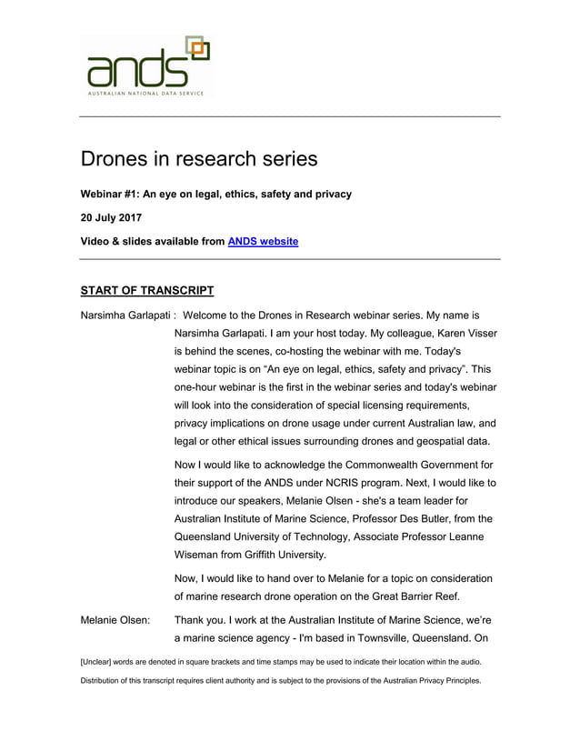 Transcript- An eye on legal,ethics,safety & privacy webinar | PDF