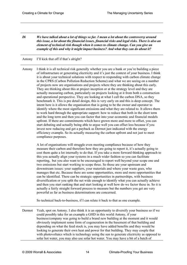 Transcript Climate Change Climate Proofing Interview (Final) 3 2 | DOC