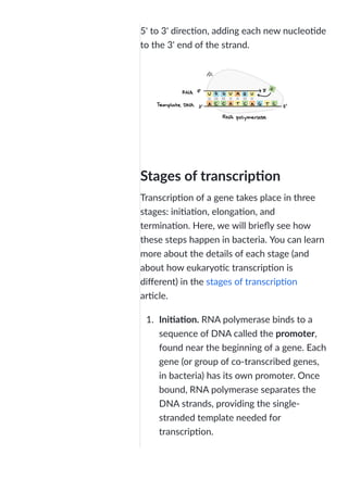 Transcription- an overview of DNA transcription (article) | Khan ...