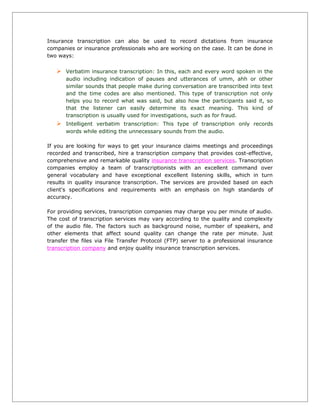 Transcription Services for Insurance Companies | PDF