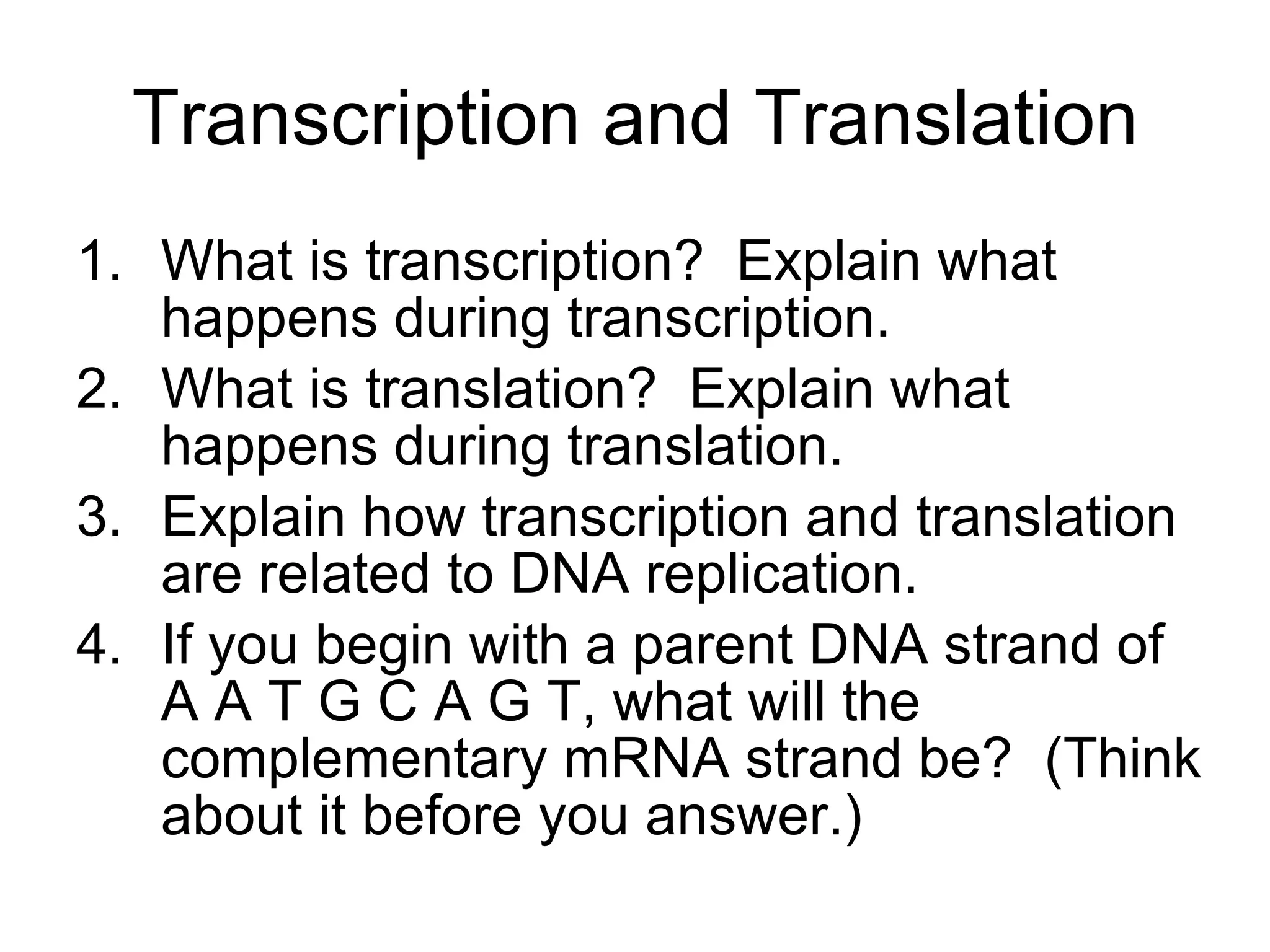 Transcription and Translation PowerPoint | PPT
