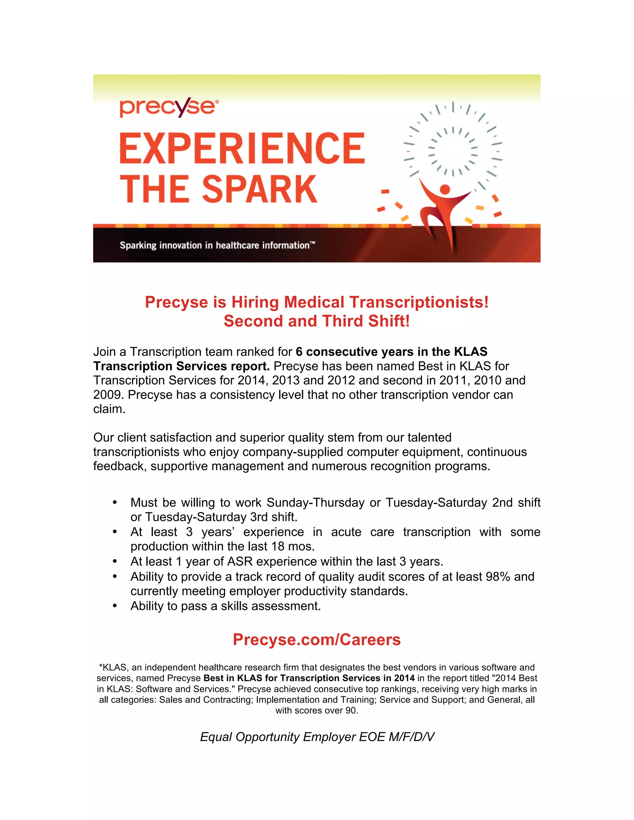 Precyse is hiring Transcriptionists | PDF