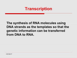 Transcription, mechanism | PPT