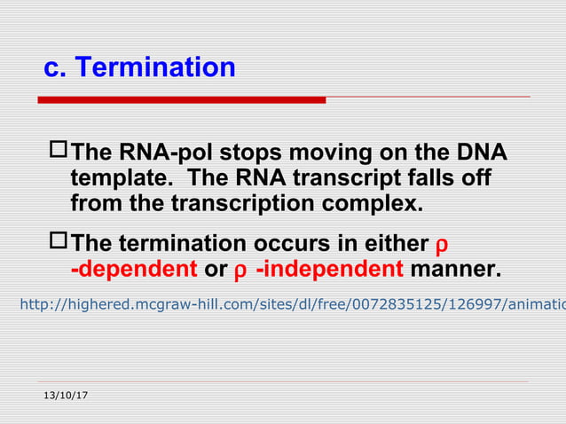 Transcription, mechanism | PPT | Biological Sciences | Science