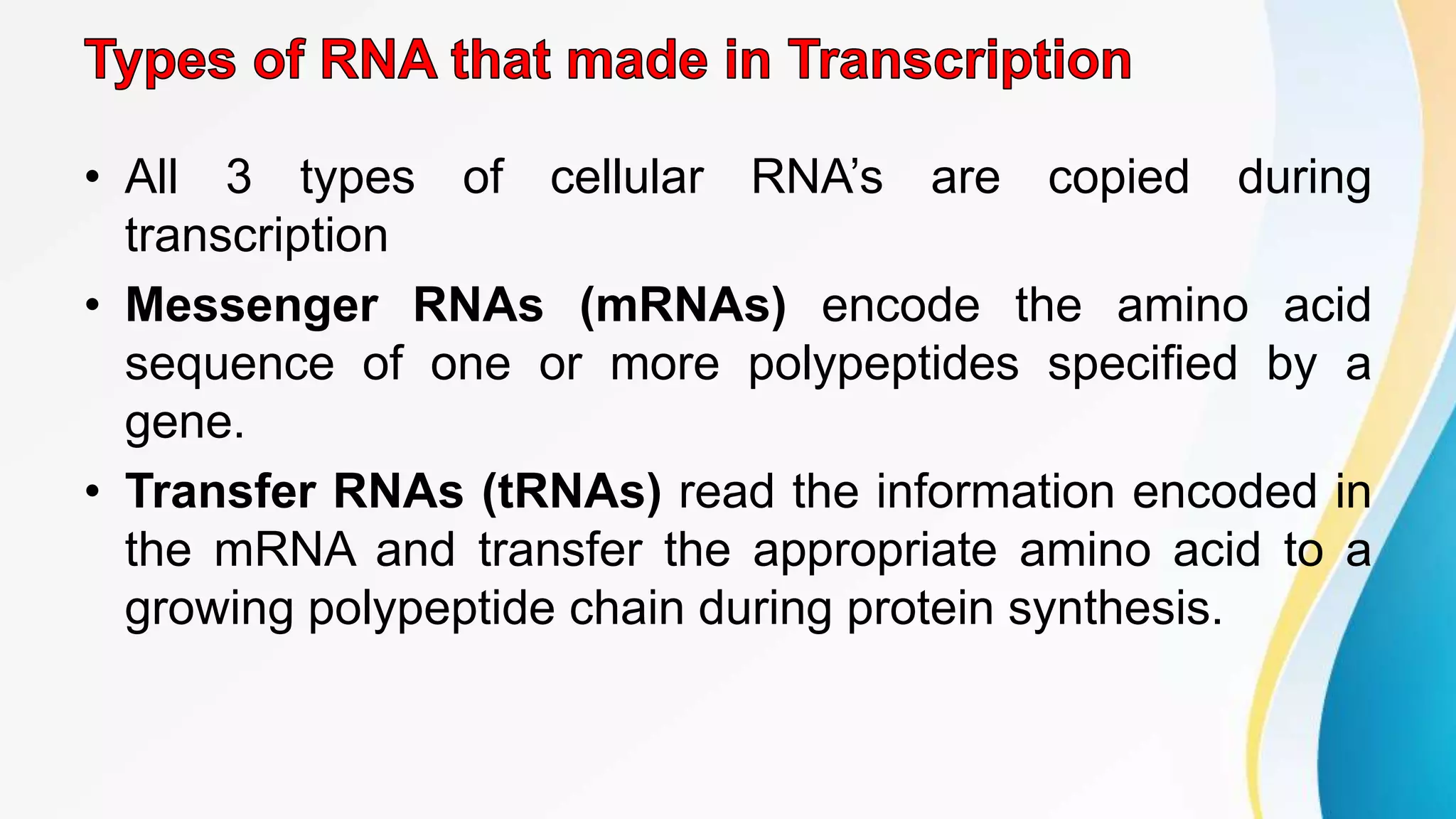 Transcription of DNA to RNA full description only on Slide share by ...