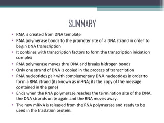 Transcription of DNA to RNA | PPT