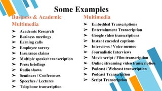 General Transcription Services and its types | PDF