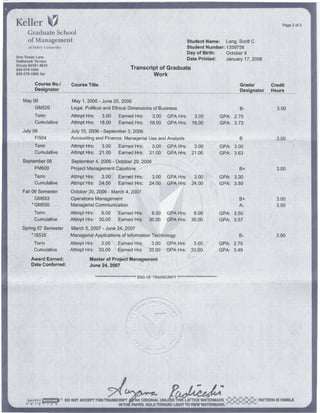 Transcript Master\'s Degree | PDF