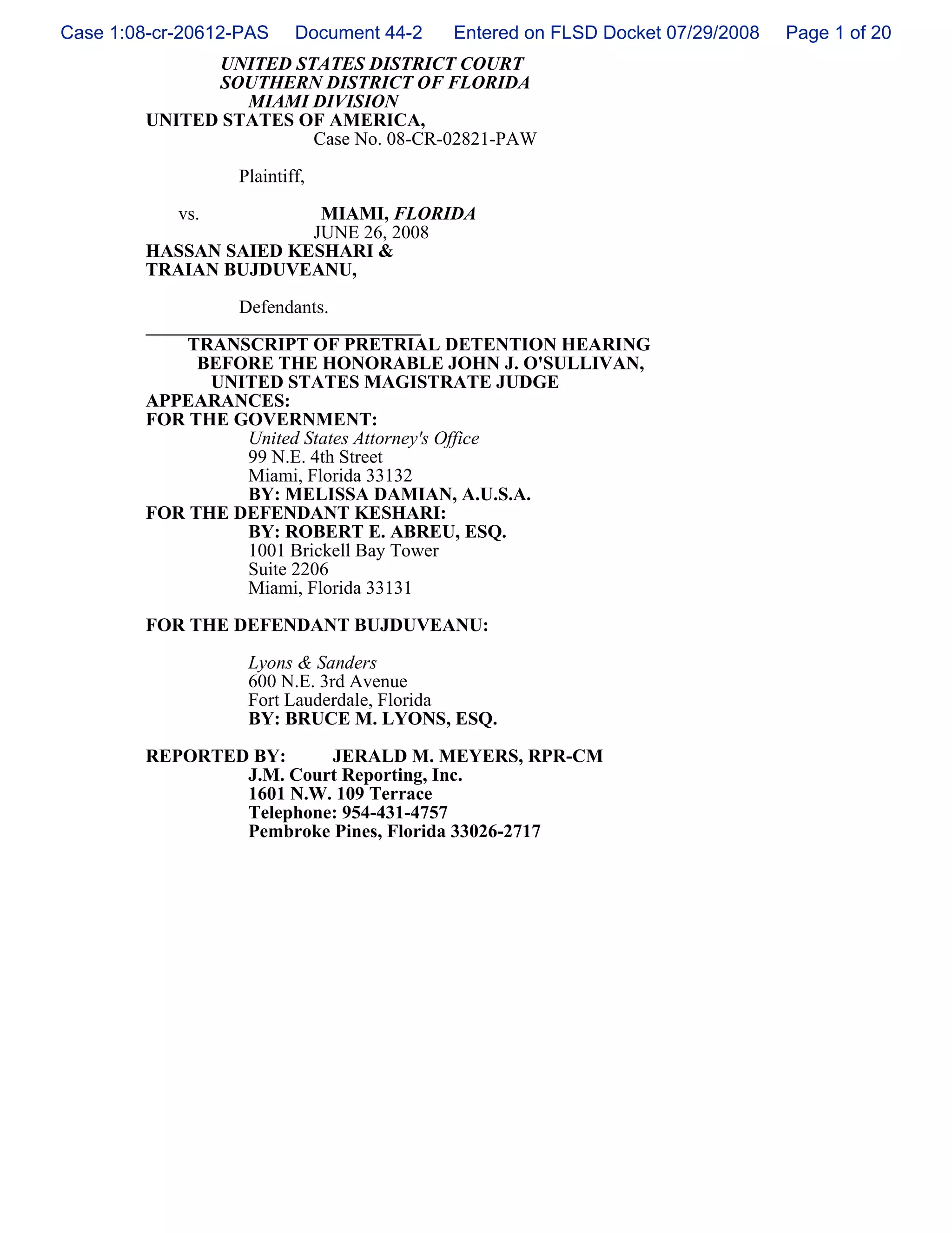 Transcript of pretrial detention hearing | PDF