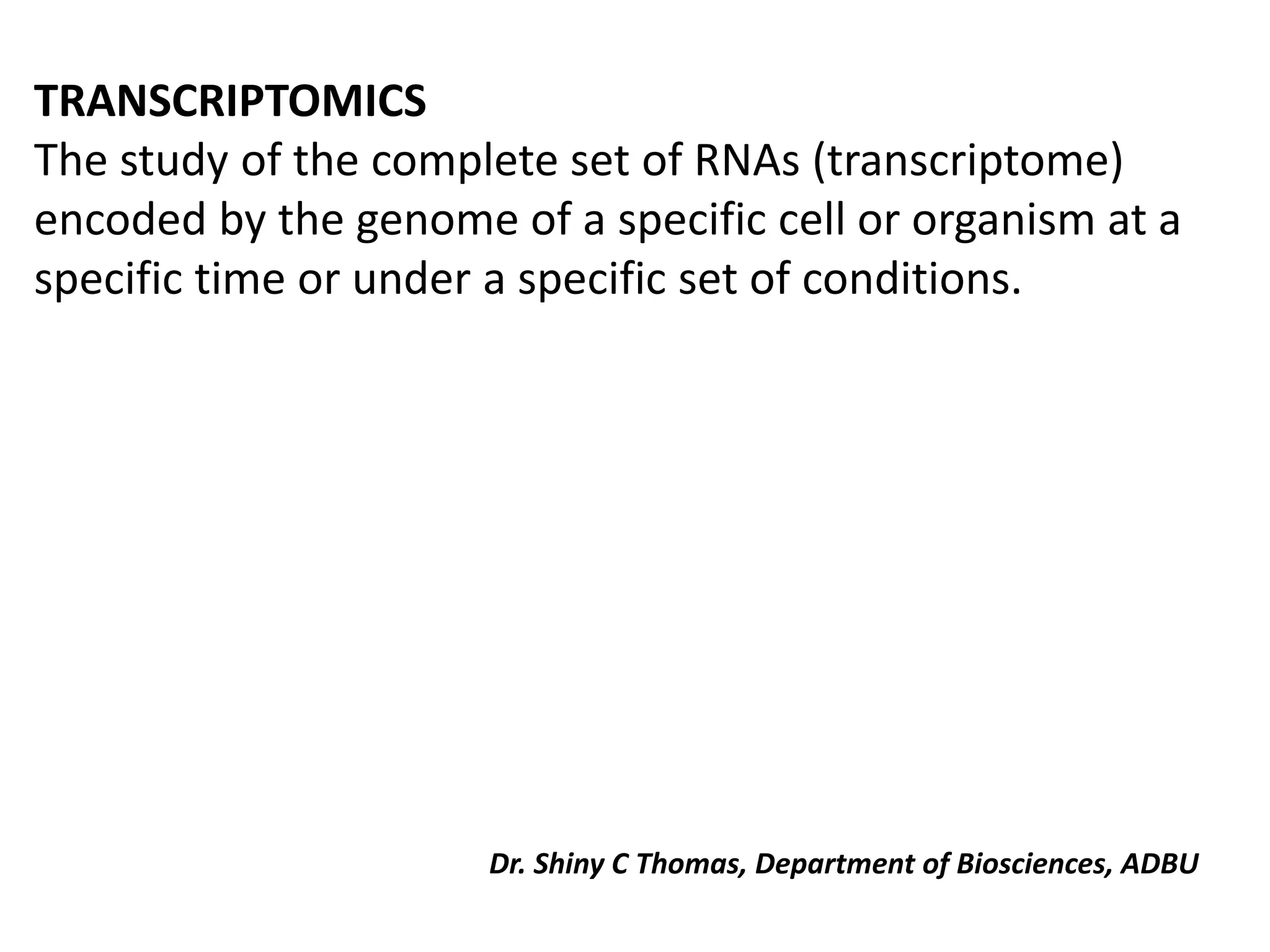 Transcriptomics Techniqes Applications Pdf