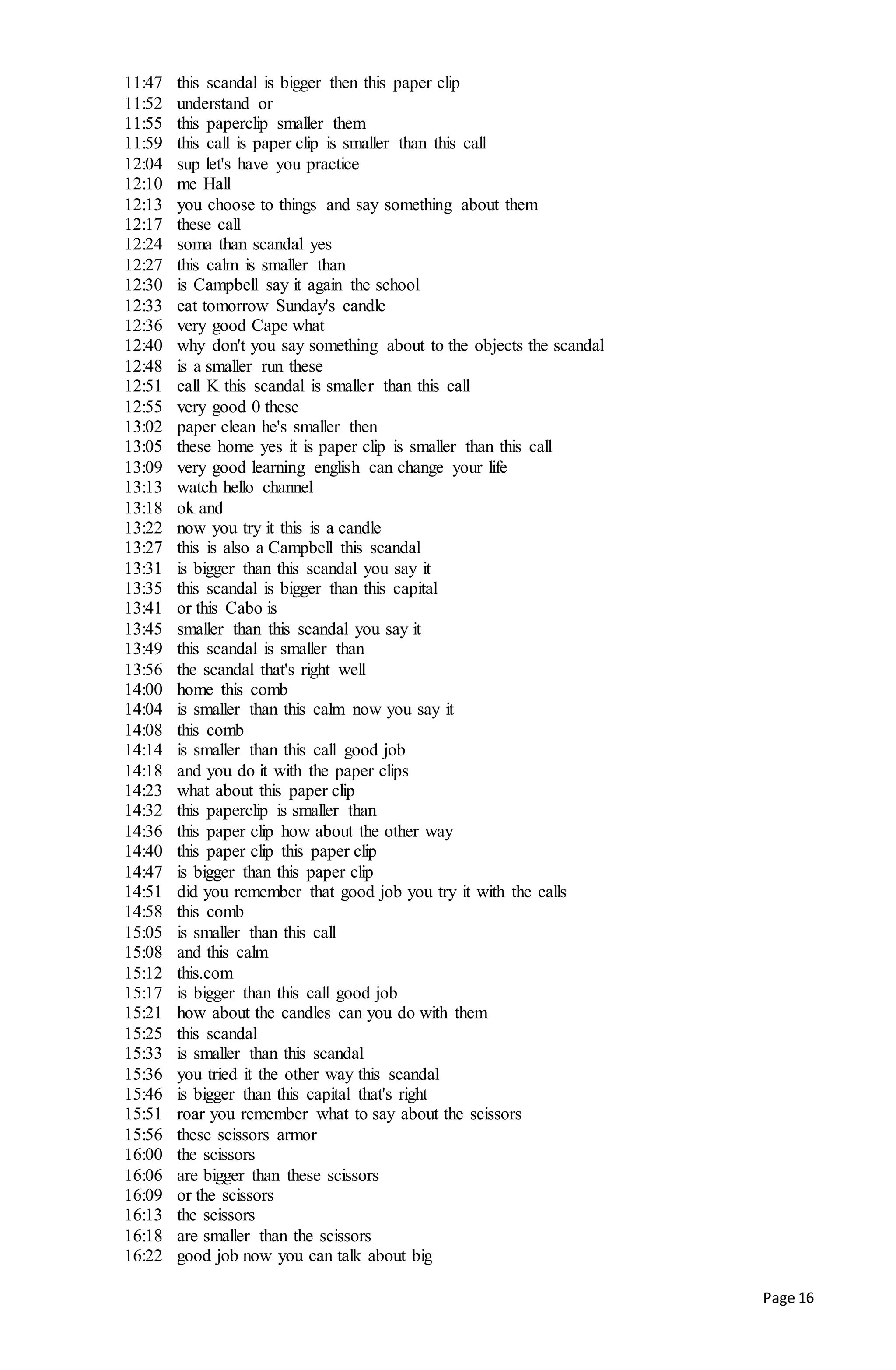 Transcript vocabulary (hello class) | PDF