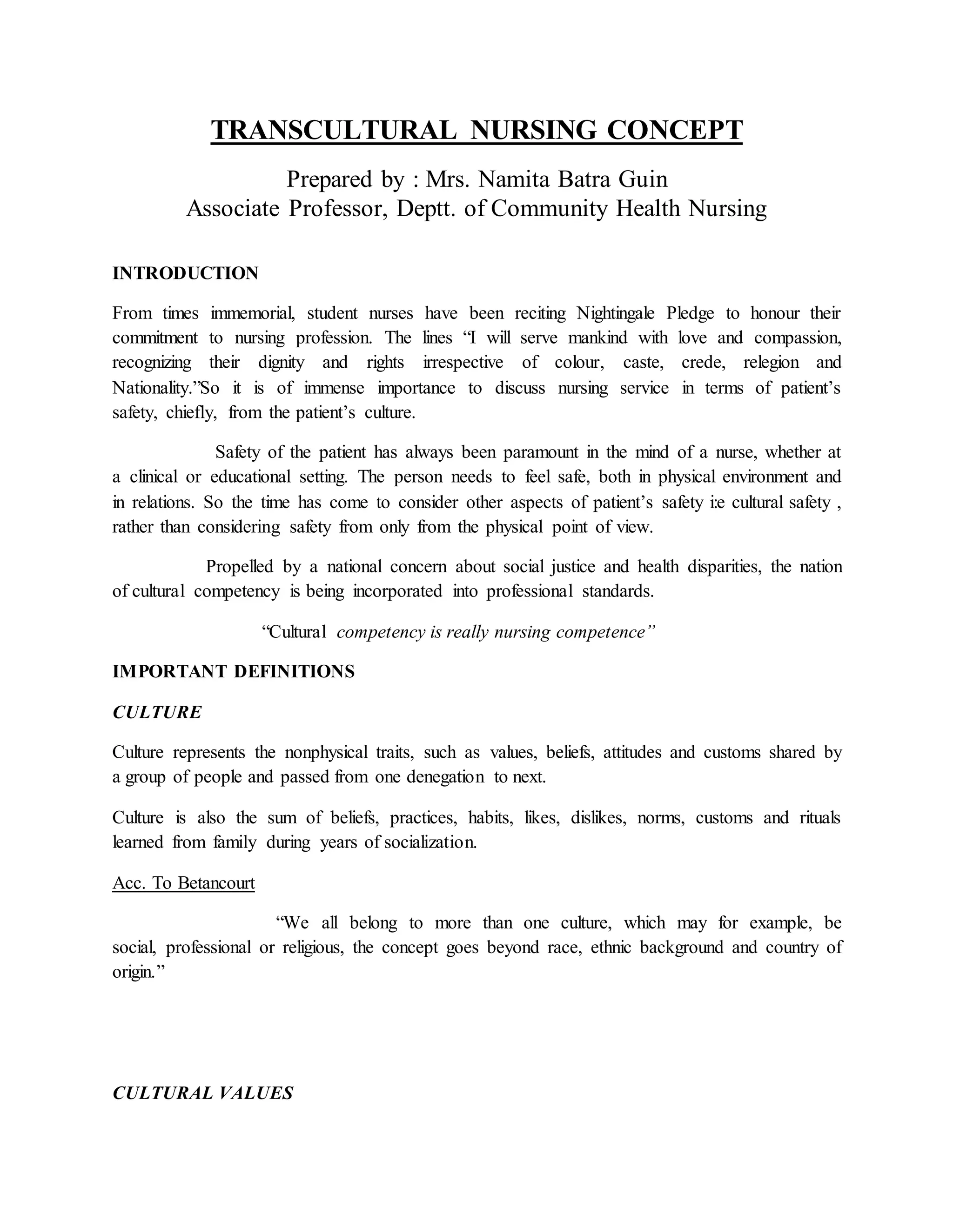 Transcultural nursing | DOC