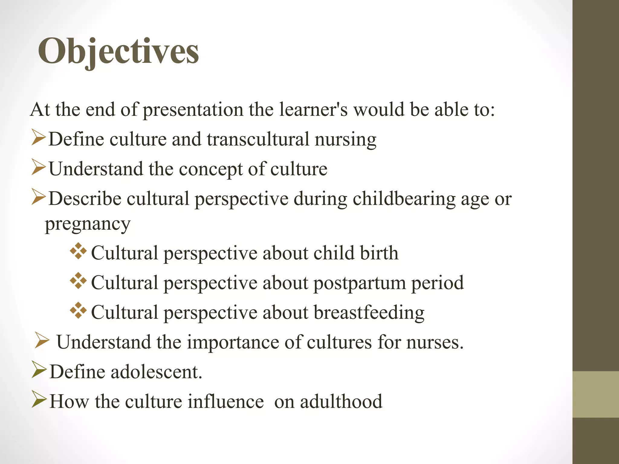 Transcultural nursing across the life span presentation | PPTX