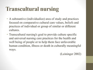 Transcultural nursing across the life span presentation | PPTX