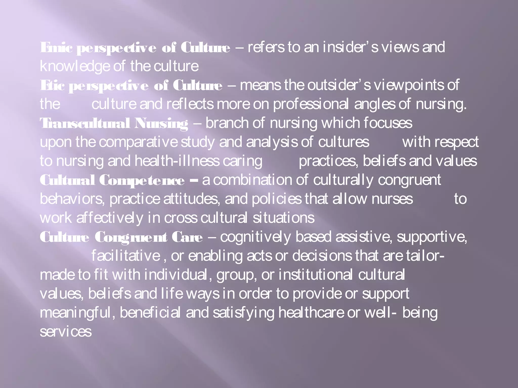 Transcultural theory in nursing | PPT