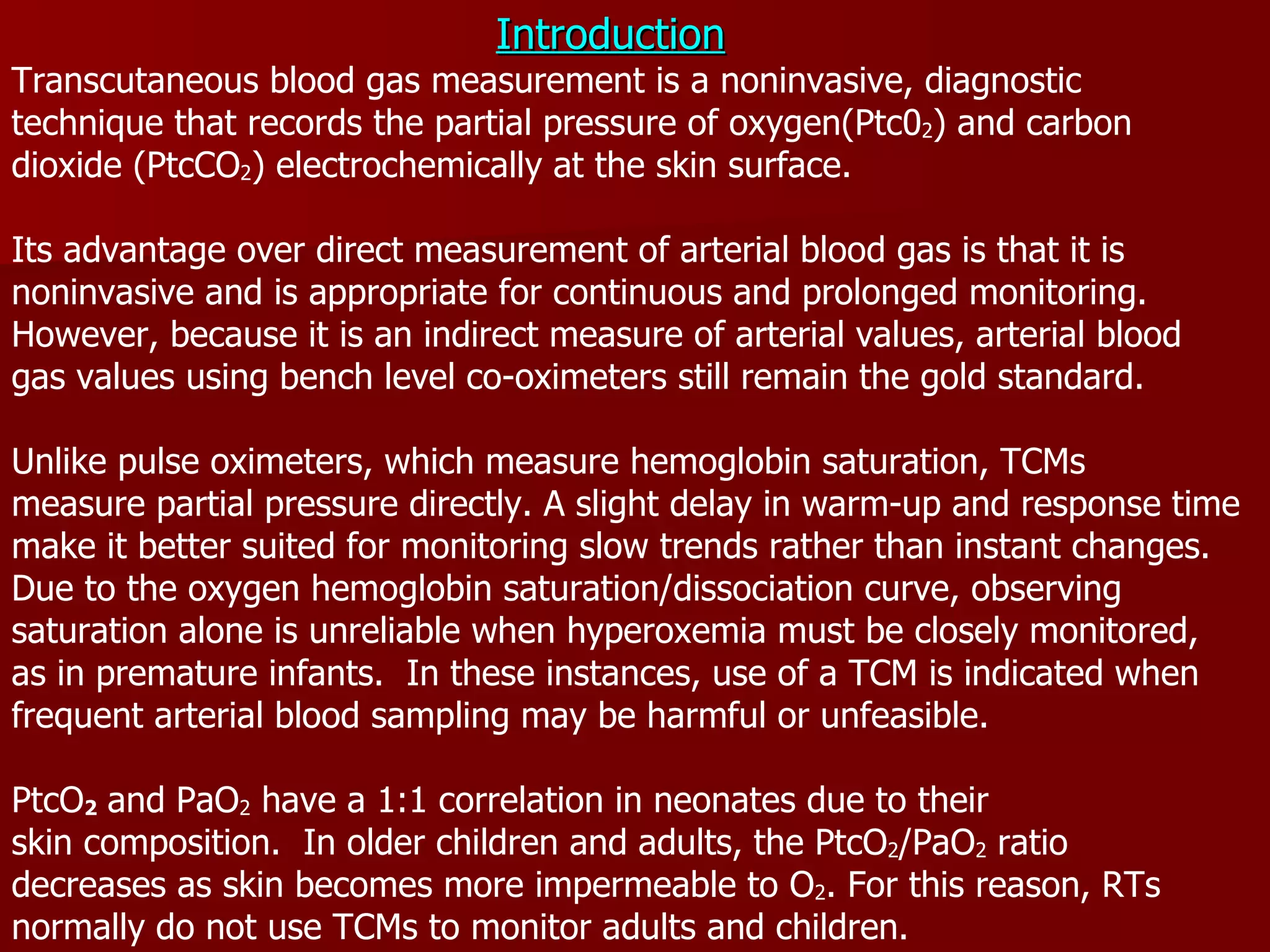 Transcutanous Blood Gas Monitoring | PPT
