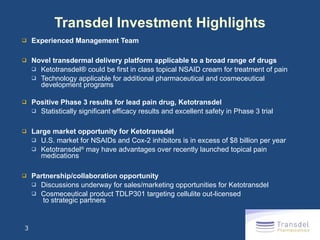 Transdel Pharmaceuticals Inc., (TDLP.OB) | PPT | Skin and Dermatology ...