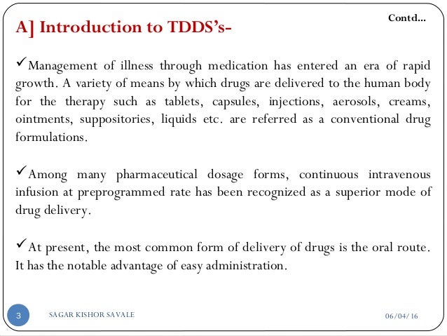 Transdermal Drug Delivery System [TDDS]