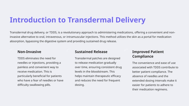 Transdermal Drug Delivery Systems A Comprehensive Overview on Slide Share by Raj Kumar Mandal | PDF