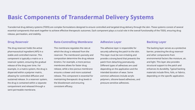 Transdermal Drug Delivery Systems A Comprehensive Overview on Slide Share by Raj Kumar Mandal | PDF
