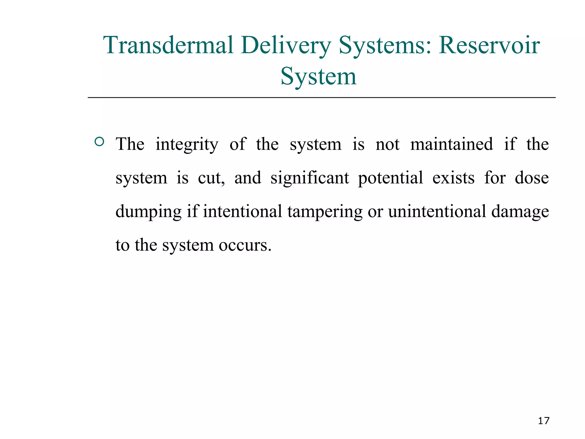 Transdermal drug delivery system | PPT